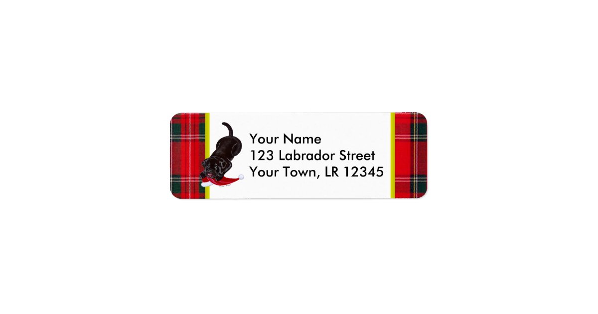 Chocolate Lab Puppy with Santa Hat Christmas Label | Zazzle
