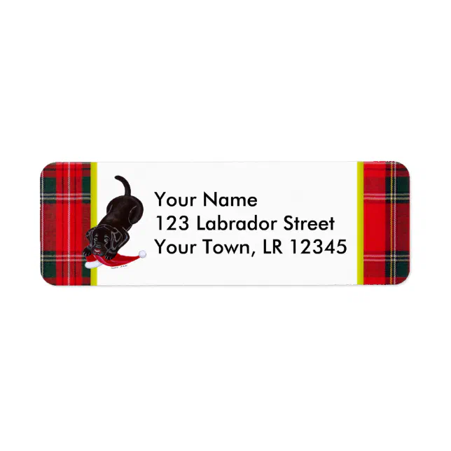 Chocolate Lab Puppy with Santa Hat Christmas Label | Zazzle
