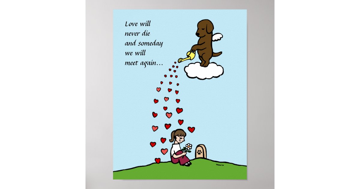 Chocolate Labrador Angel with Love Cartoon Poster | Zazzle