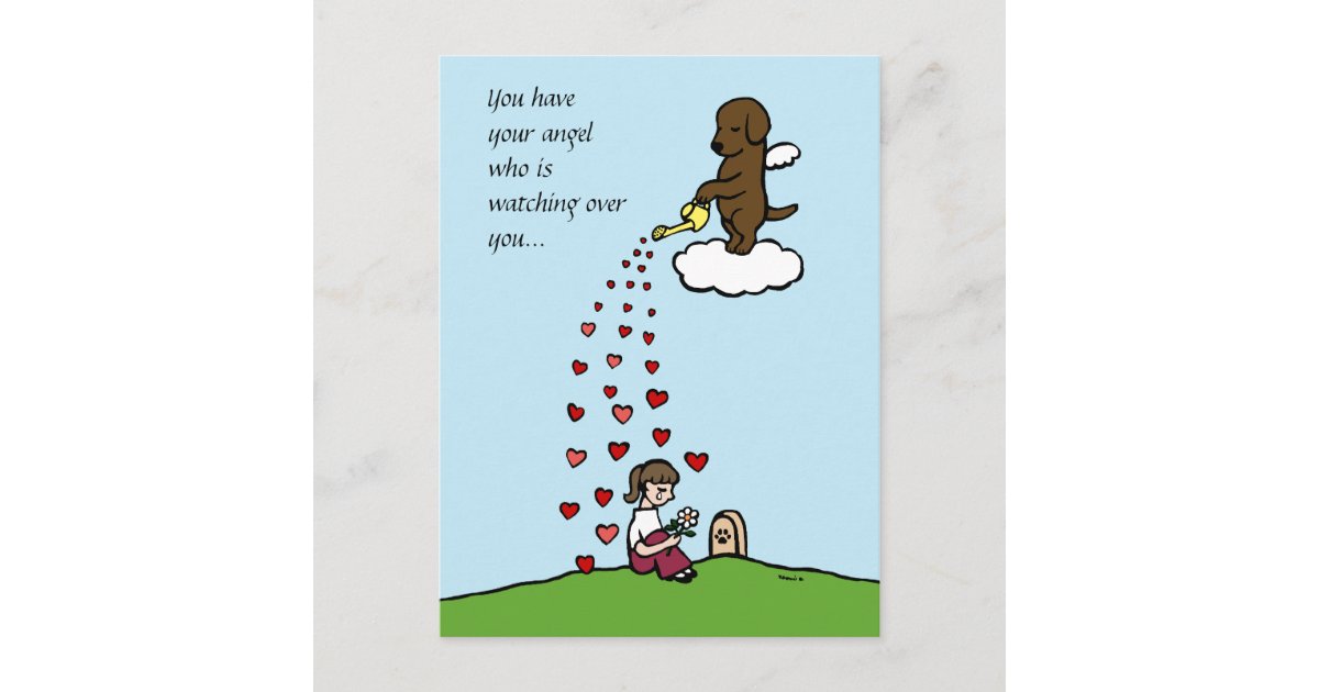 Chocolate Labrador Angel with Love Postcard | Zazzle