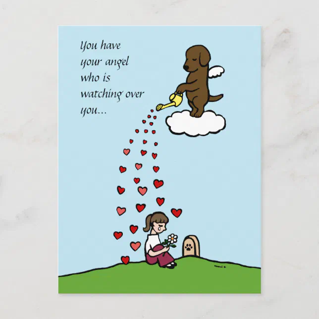 Chocolate Labrador Angel with Love Postcard | Zazzle