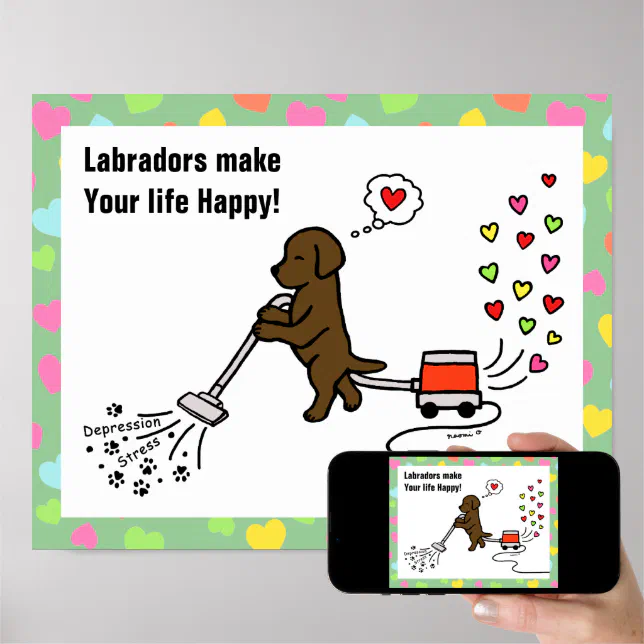 Chocolate Labrador Cartoon Poster | Zazzle