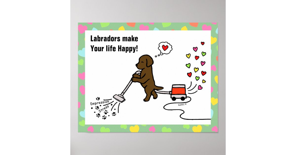 Chocolate Labrador Cartoon Poster | Zazzle