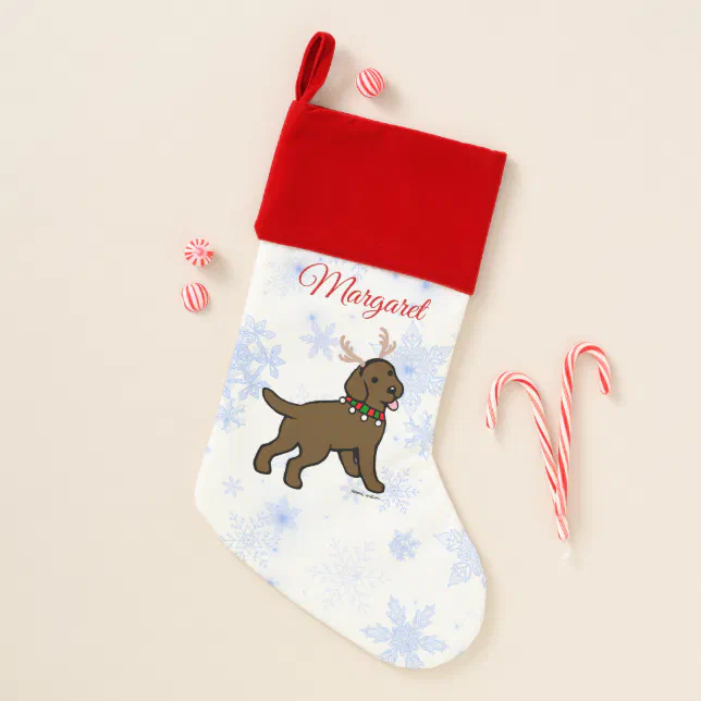 Chocolate Labrador Christmas Antlers Christmas Stocking | Zazzle
