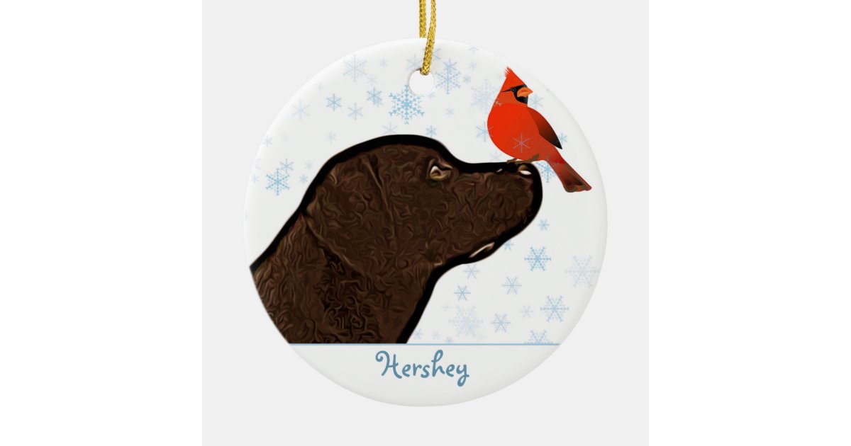 Chocolate Labrador Christmas Ceramic Ornament | Zazzle