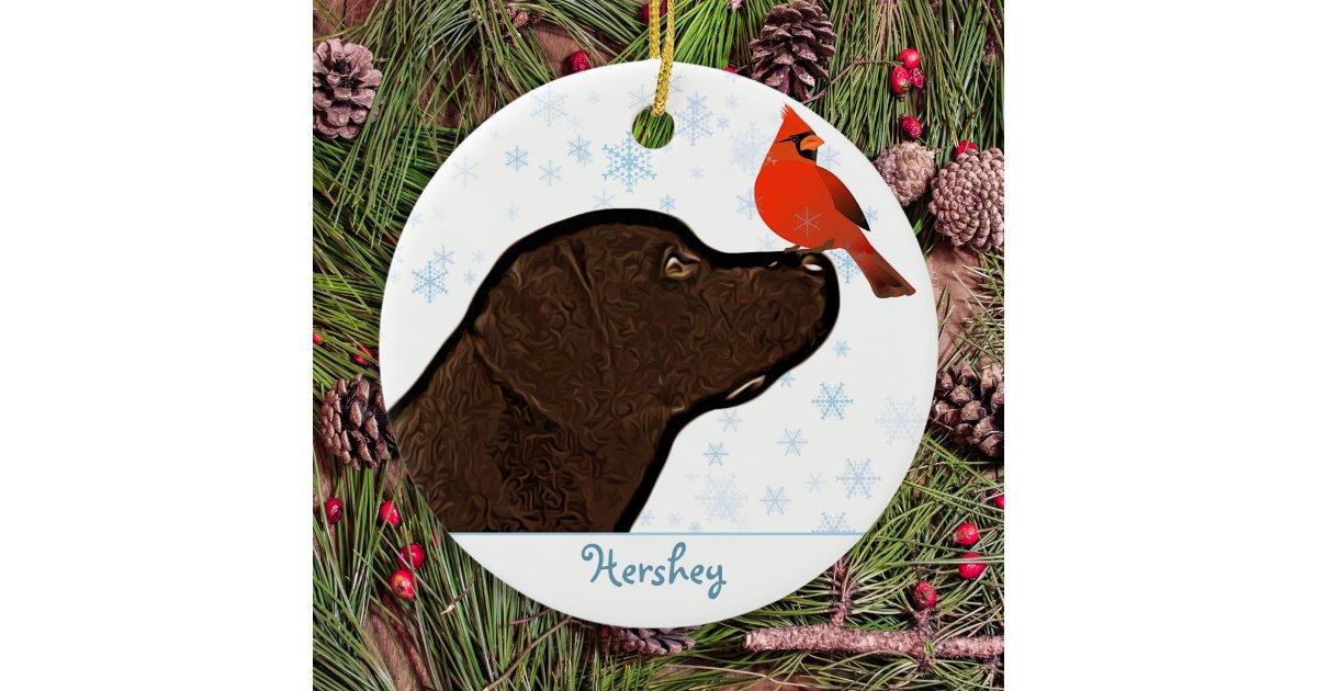 Chocolate Labrador Christmas Ceramic Ornament | Zazzle