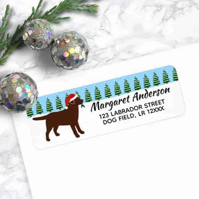 Chocolate Labrador Christmas Santa Return Address Label | Zazzle