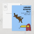 Chocolate Labrador Diving Cartoon Postcard | Zazzle