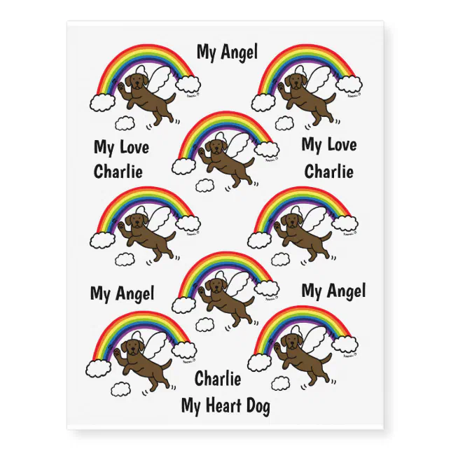 Chocolate Labrador Guardian Angel (Rainbow Bridge) Temporary Tattoos ...