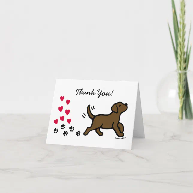 Chocolate Labrador Hearts Thank You Card | Zazzle
