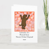 Chocolate Labrador Puppy Hug Cartoon Hearts Card | Zazzle