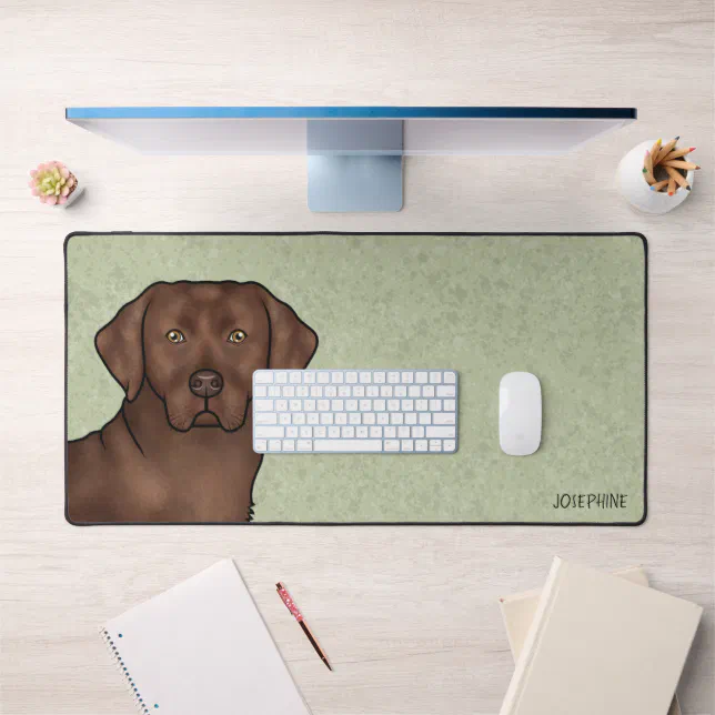 Chocolate Labrador Retriever Lab Dog With Name Desk Mat | Zazzle