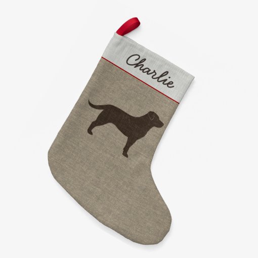 Chocolate Labrador Silhouette Custom Dog Holiday Small Christmas ...