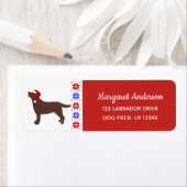 Chocolate Labrador Silhouette Santa Christmas Red Label | Zazzle