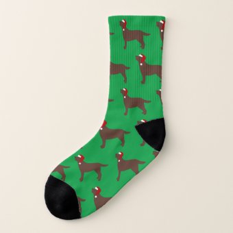 Chocolate Labrador Silhouette Santa Christmas Socks | Zazzle
