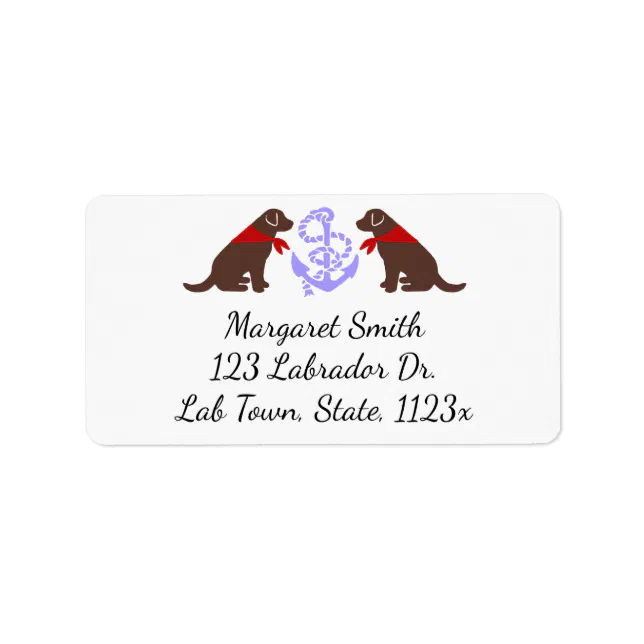 Chocolate Labrador Sitting Outline Nautical Label | Zazzle