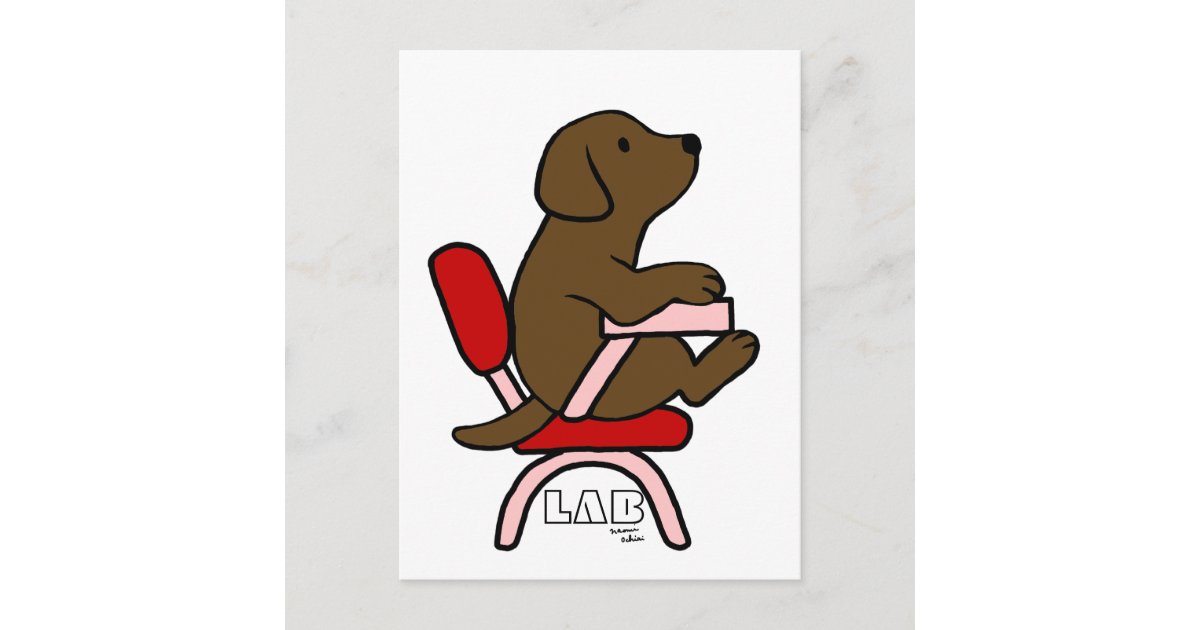 Chocolate Labrador Student 1 Cartoon Postcard | Zazzle