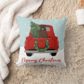 Chocolate Labrador Vintage Christmas Truck Throw Pillow | Zazzle