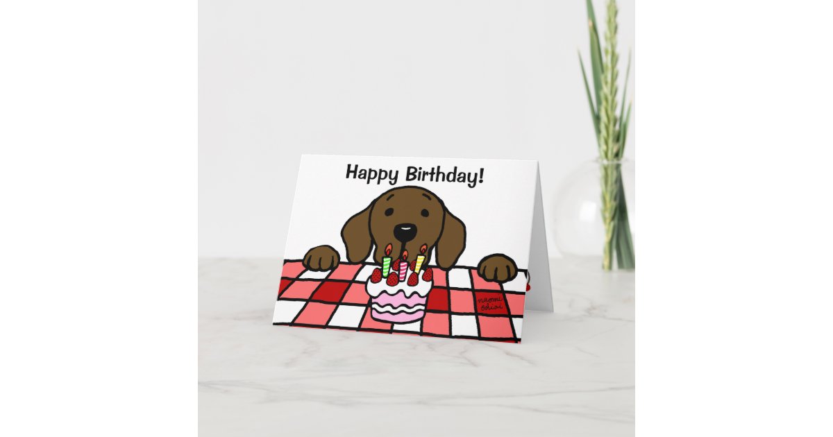 Chocolate Labrador watching you Birthday Card | Zazzle