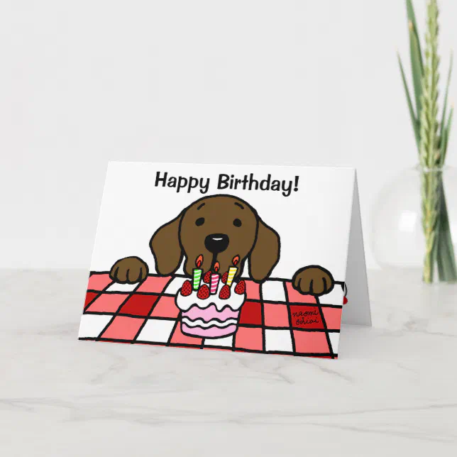 Chocolate Labrador watching you Birthday Card | Zazzle