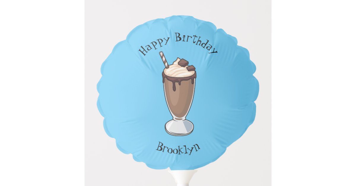 Chocolate milkshake cartoon illustration balloon | Zazzle
