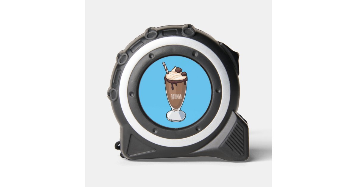 Chocolate milkshake cartoon illustration tape measure | Zazzle