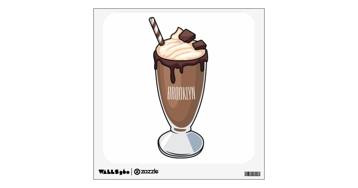 Chocolate milkshake cartoon illustration wall decal | Zazzle