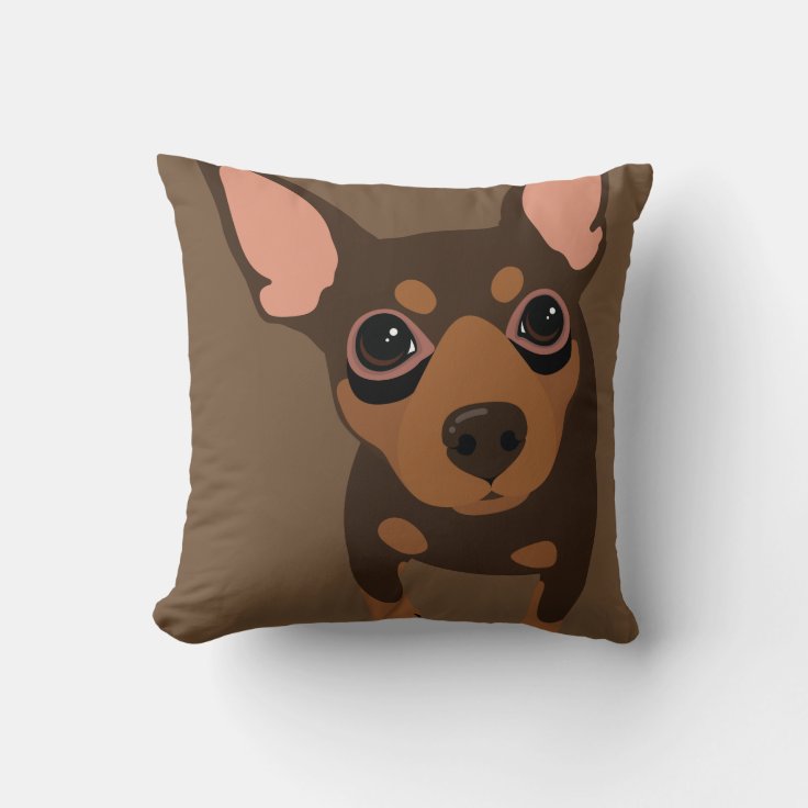 Chocolate Min Pin Owner Throw Pillow | Zazzle
