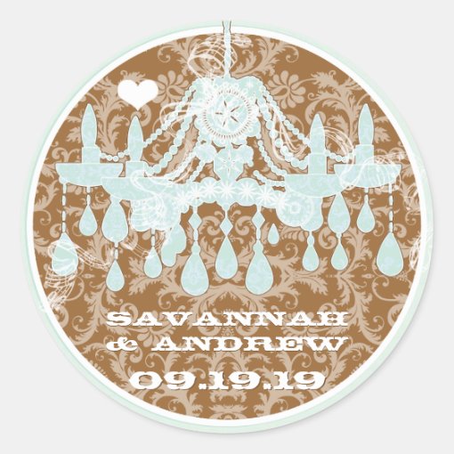 Chocolate Mint Vintage Damask Chandelier Stickers | Zazzle
