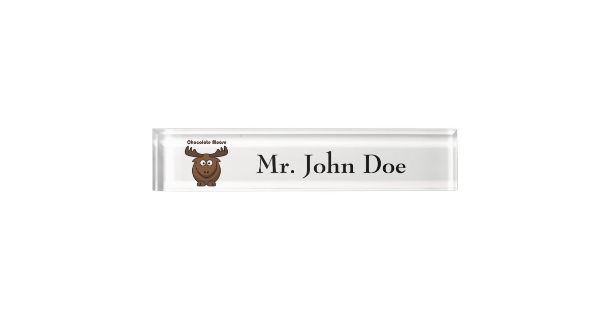 Chocolate Moose Cartoon Name Plate | Zazzle