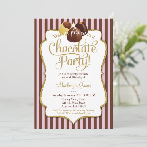 Chocolate Party Invitation Birthday Dessert | Zazzle