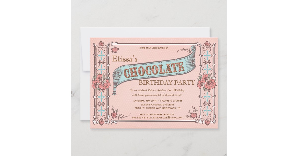 Chocolate Party Invitation Vintage Chocolate Box | Zazzle