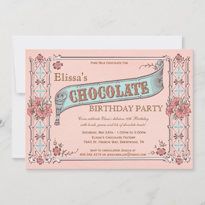 Chocolate Party Invitation Vintage Chocolate Box | Zazzle