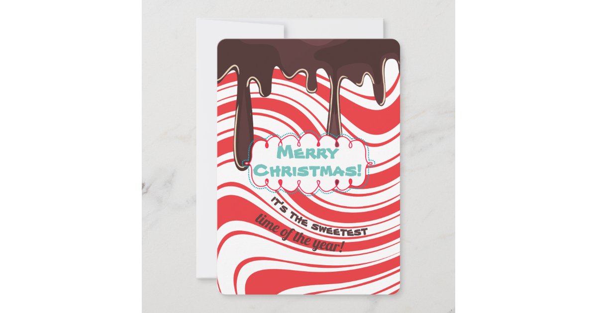 Chocolate peppermint Christmas personalized photo Holiday Card | Zazzle