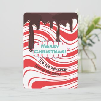 Chocolate peppermint Christmas personalized photo Holiday Card | Zazzle