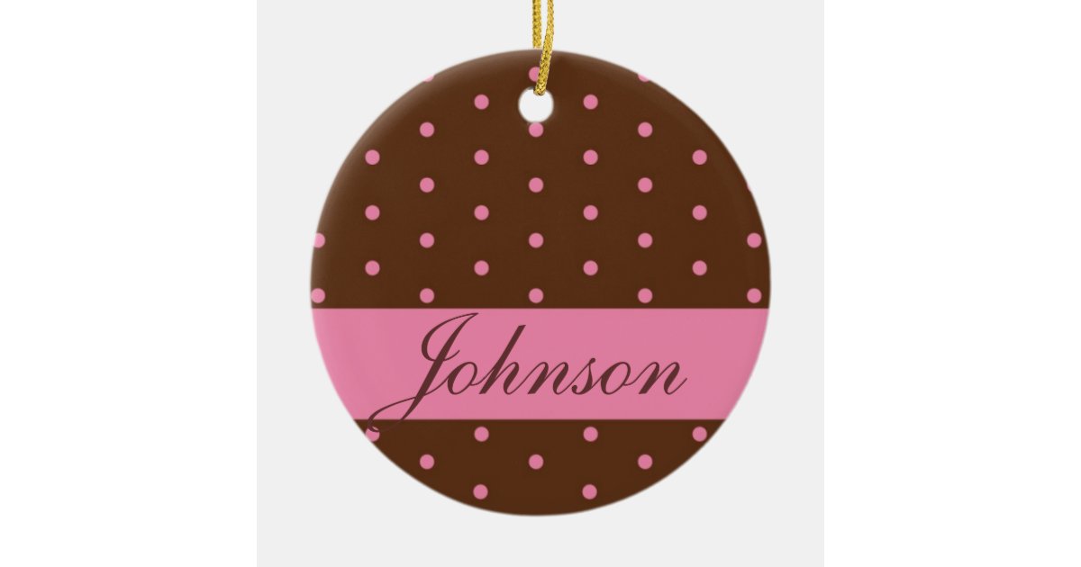 Chocolate & Pink Monogram Ornament | Zazzle