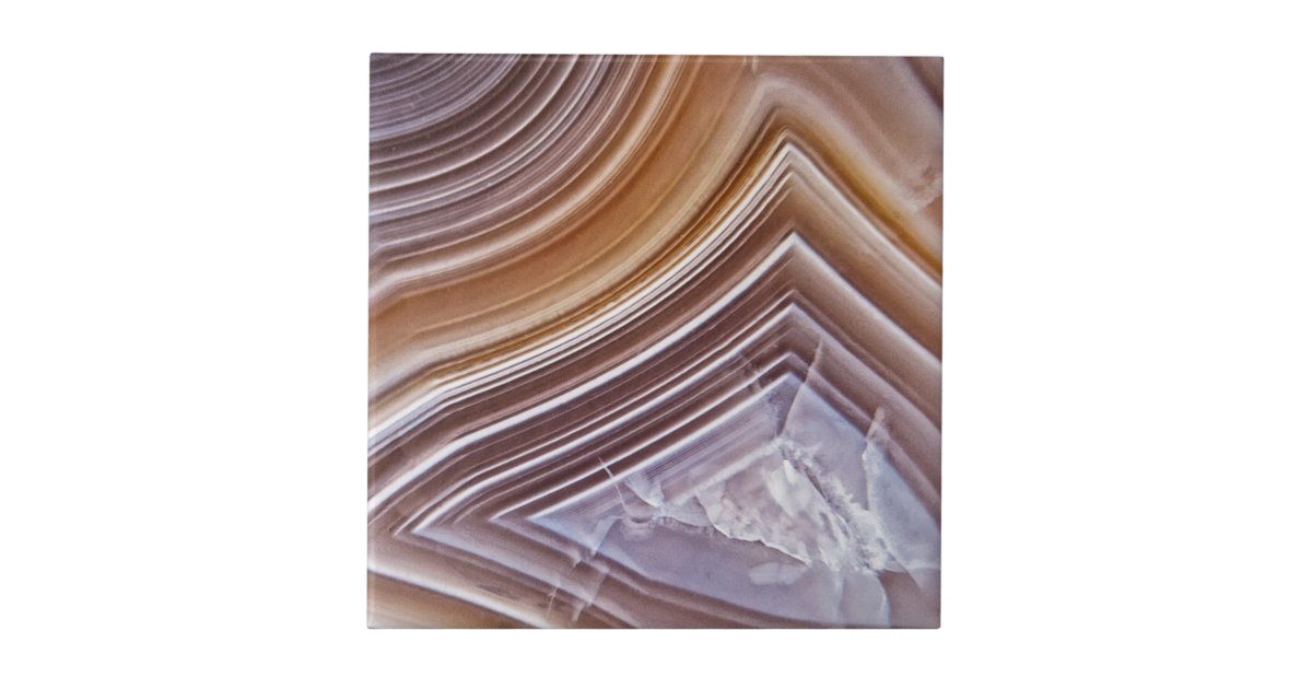 Chocolate Ribbons Agate Tile | Zazzle