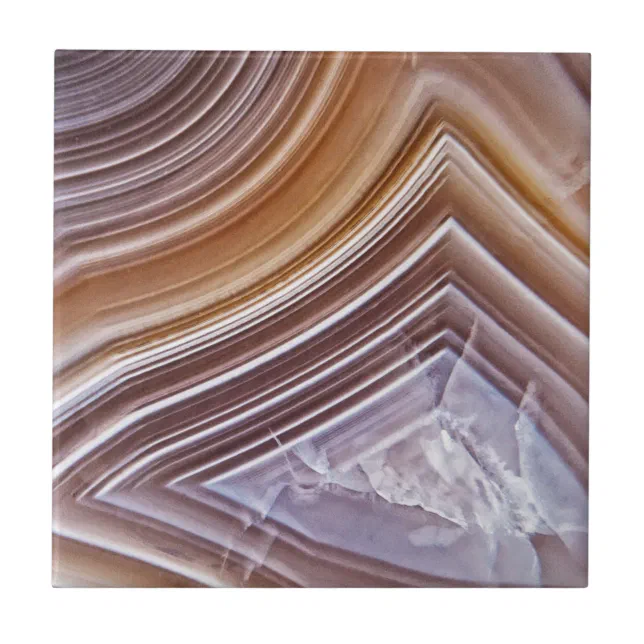 Chocolate Ribbons Agate Tile | Zazzle