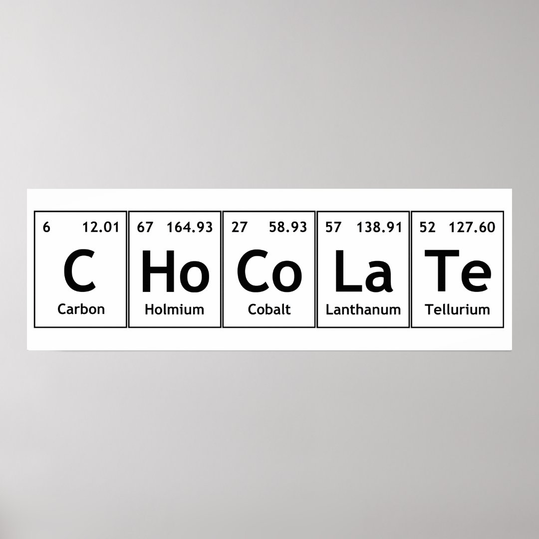 CHoCoLaTe Science Periodic Table Words Elements Poster | Zazzle