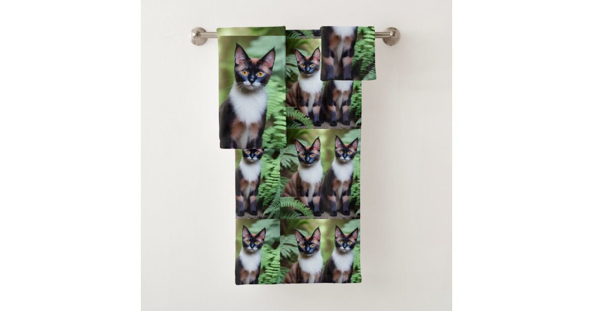 Chocolate Siamese Cat Twins, Bath Towel Set | Zazzle