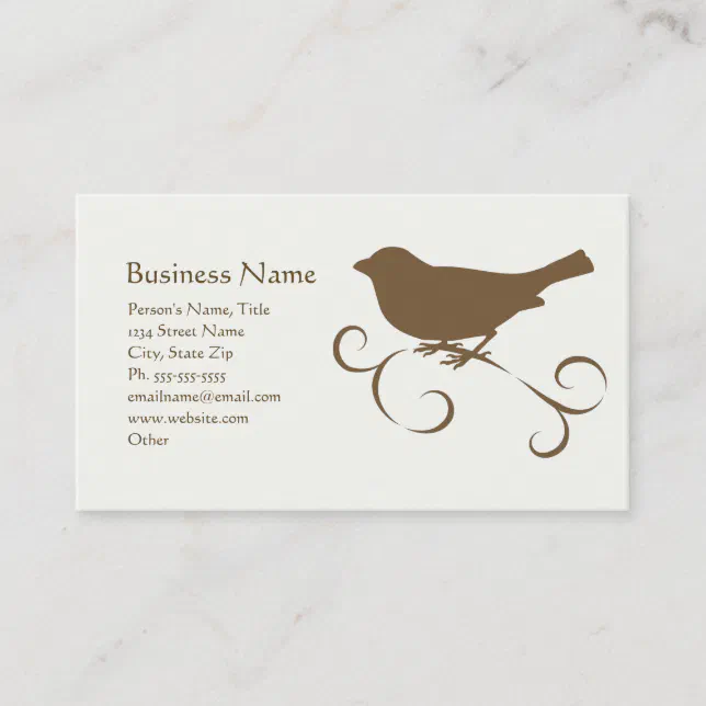 Chocolate Sparrow with Ribbon Business Card | Zazzle