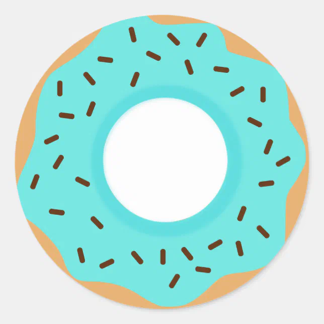 Chocolate Sprinkles Blue Donut Classic Round Sticker | Zazzle