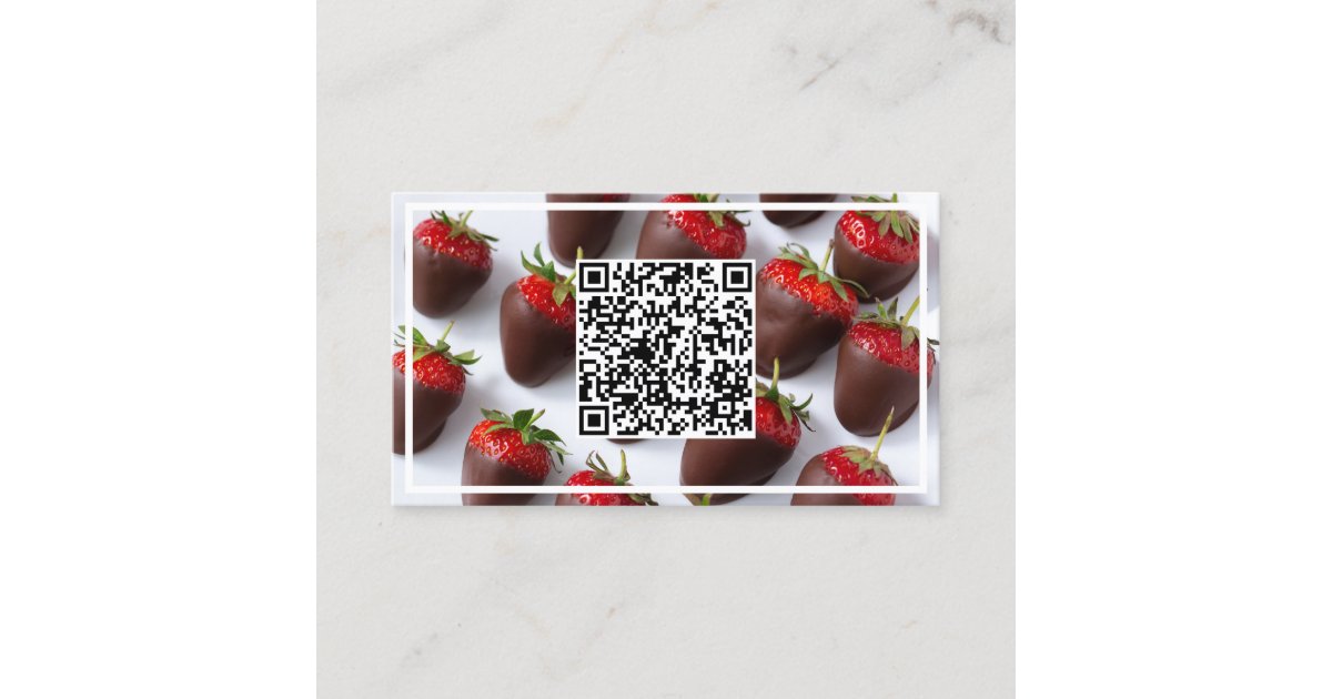 Chocolate Strawberries Custom QR Business Card | Zazzle