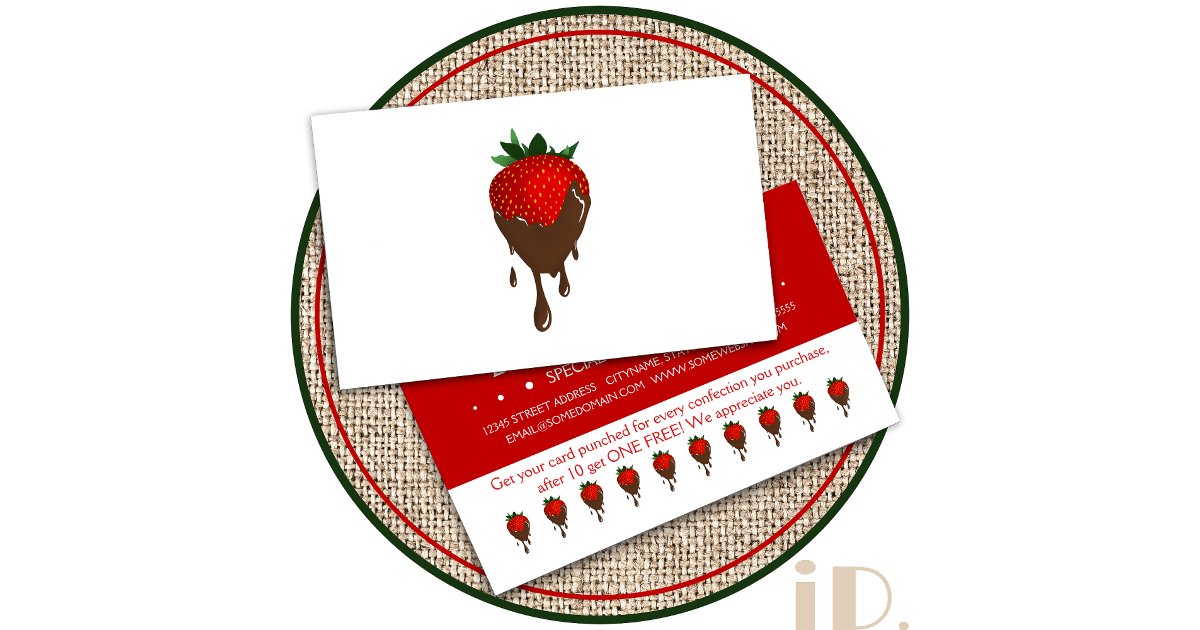 chocolate strawberries loyalty punch card | Zazzle