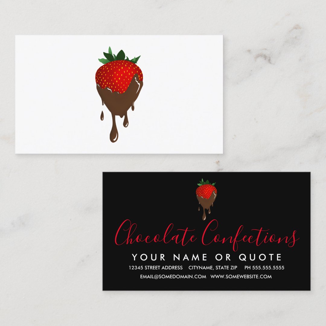 chocolate strawberry business card | Zazzle