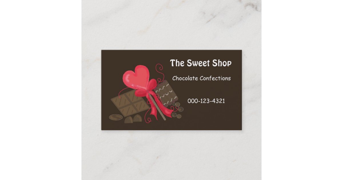 Chocolate Sweet Shop Business Card | Zazzle