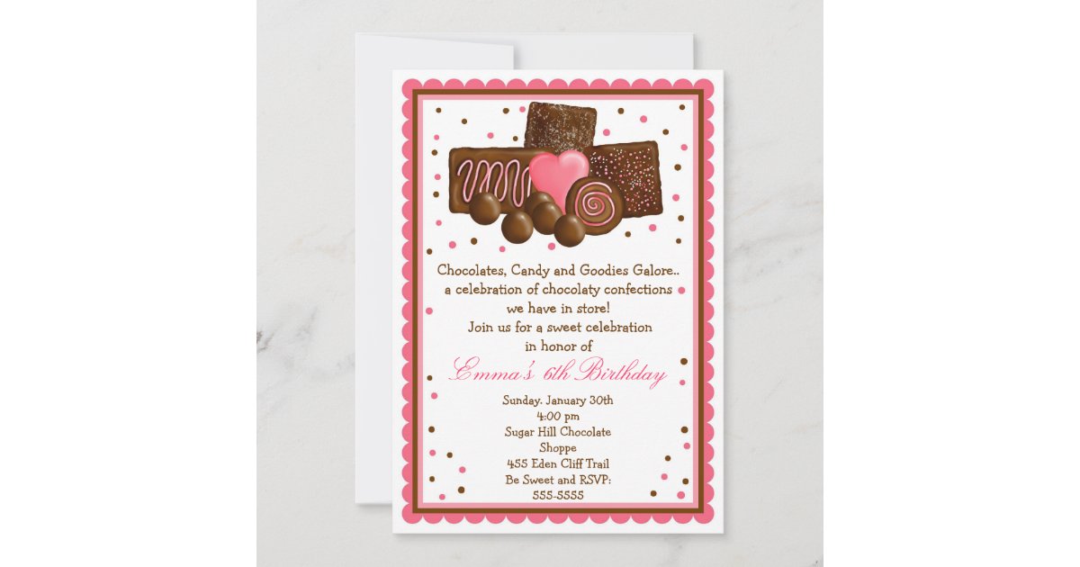 Chocolate Sweet Shop Inivtations Invitation | Zazzle