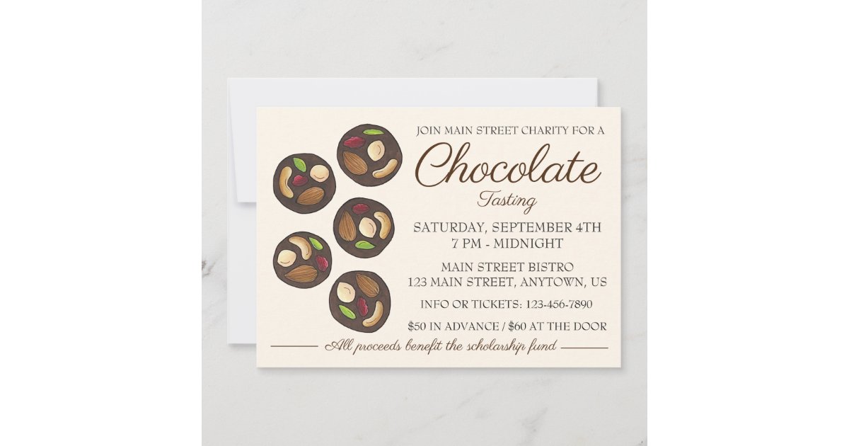 Chocolate Tasting Mendiants Chocolatemaking Event Invitation | Zazzle