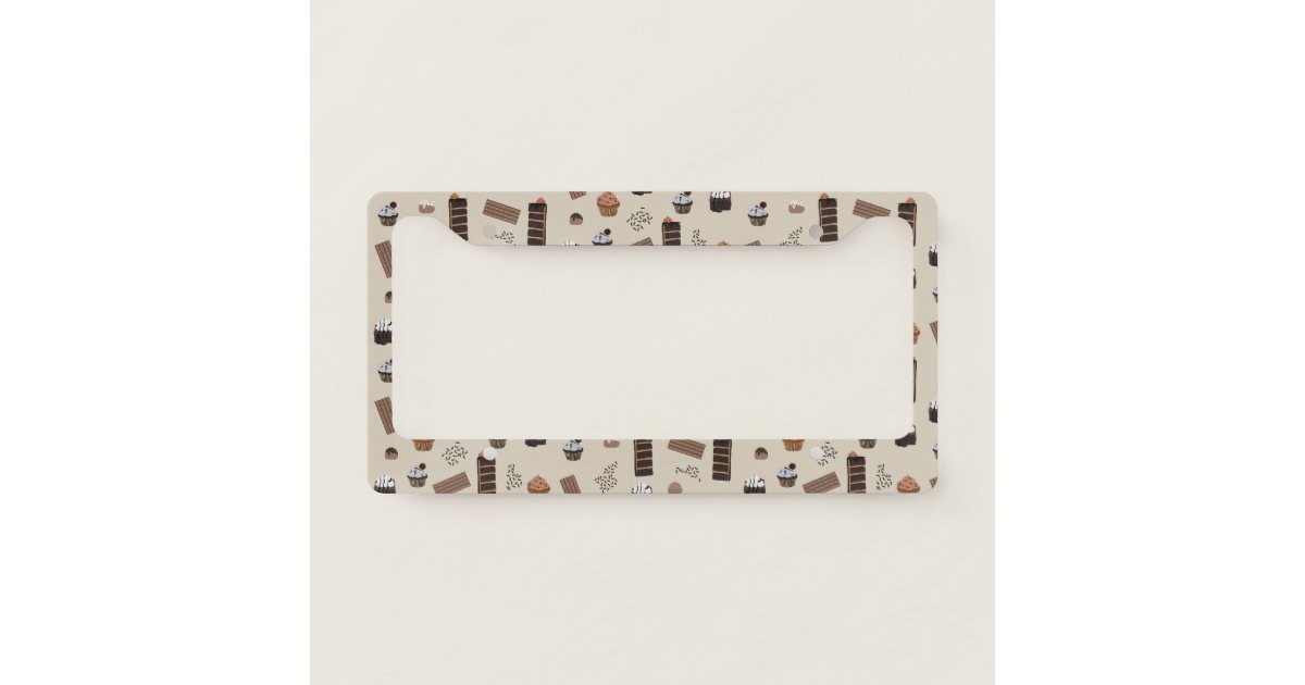 Chocolate Theme Pattern License Plate Frame | Zazzle