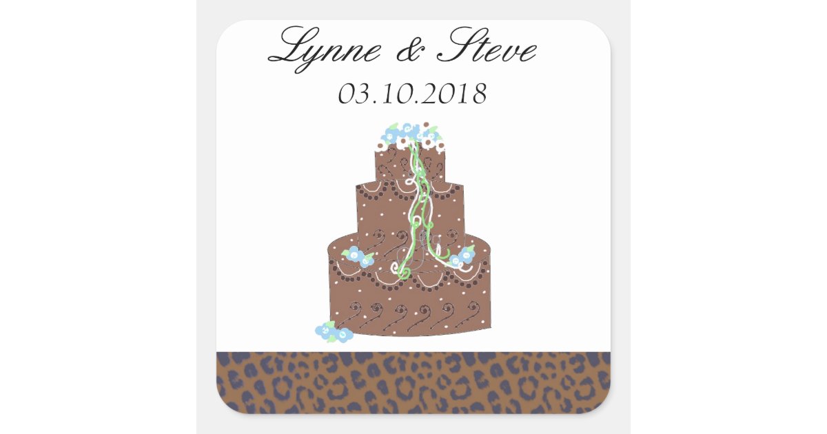 Chocolate Wedding Cake Save the Date Square Sticker | Zazzle